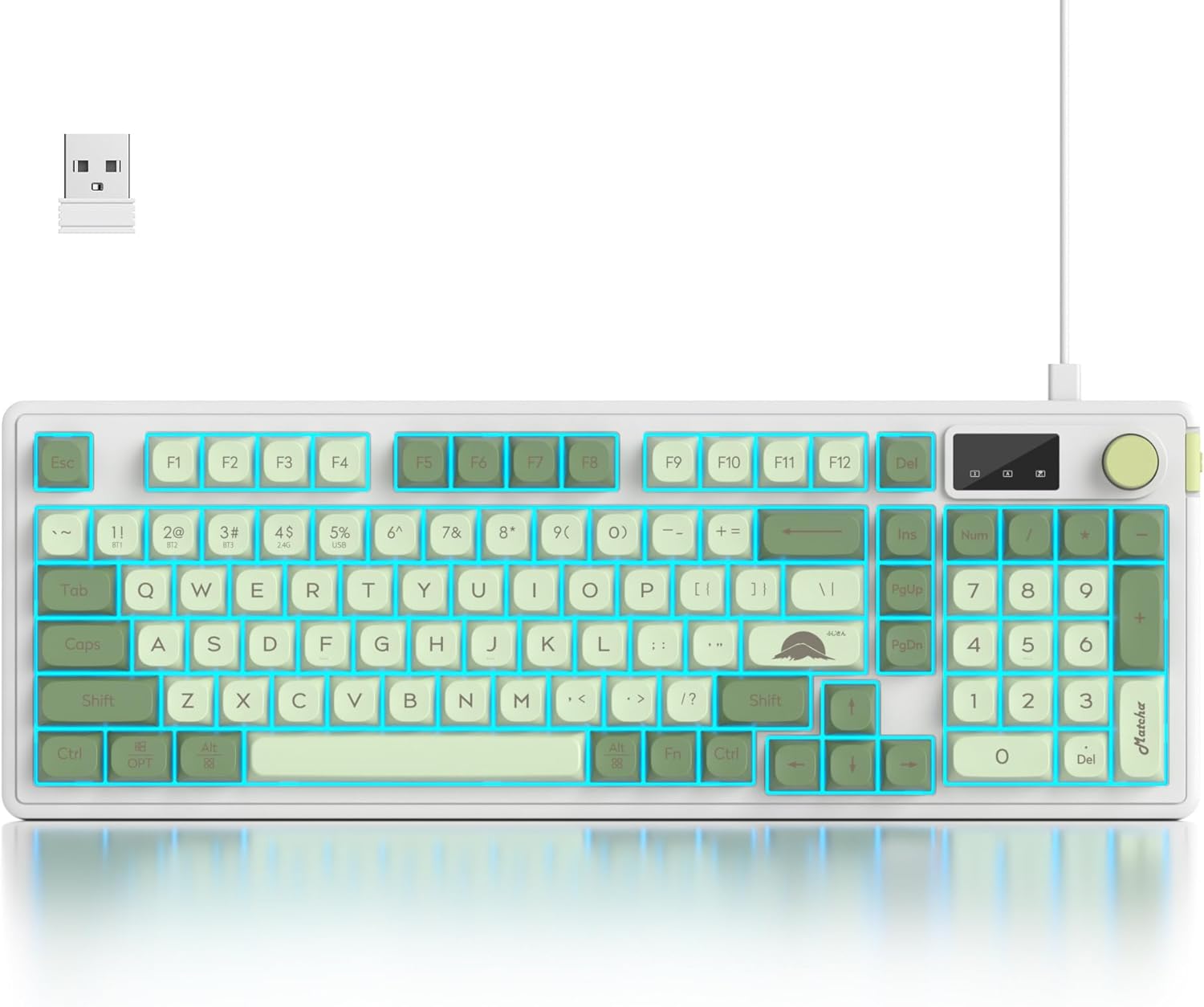 Amazon.com: Fogruaden 96% Wireless Green Keyboard with Number Pad and ...