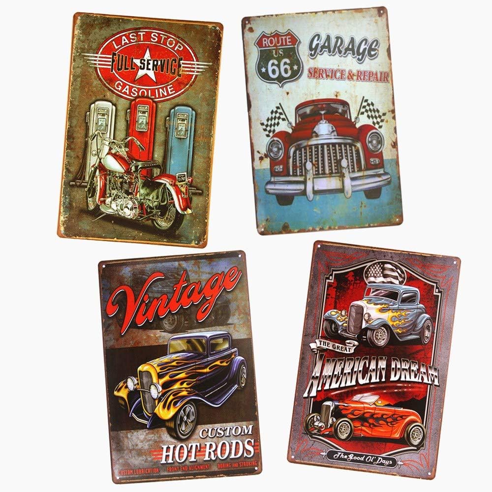 Amazon.com: 6 Pack Vintage Metal Signs for Retro Garage Wall Decor, 6 ...