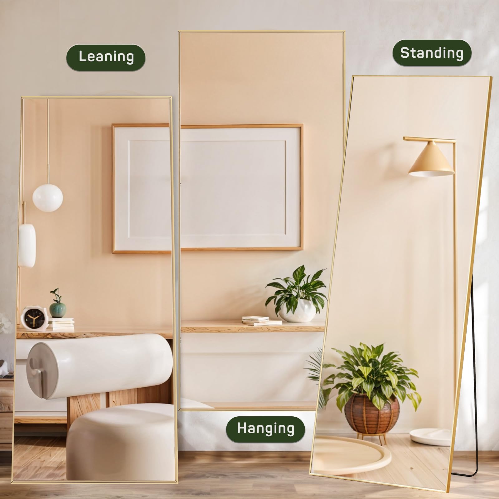 Snapklik.com : Zibbizo Mirror Full Length, 21"x64" Body Wall Mirrors