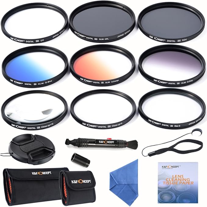 Amazon.com : K&F Concept 52mm Lens Filter Kit Slim UV Slim CPL Circular ...