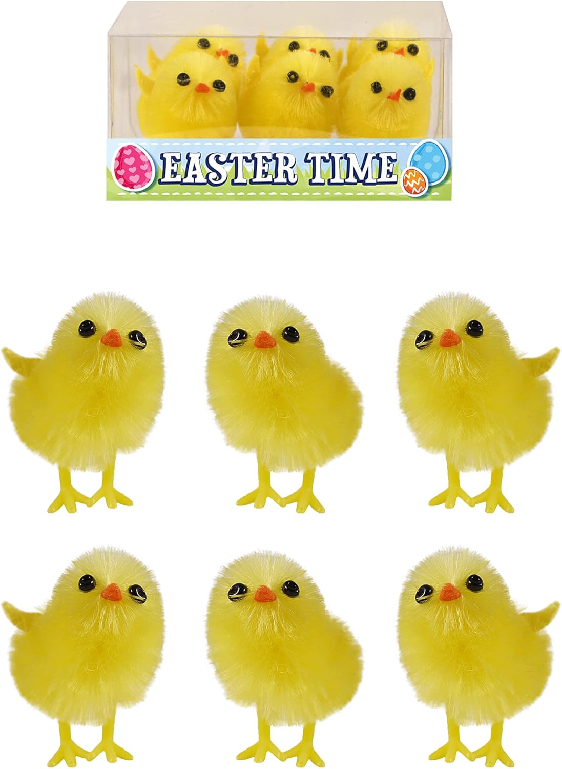 HENBRANDT Pack of 6 Fluffy Yellow Chicks Mini Easter Chick Decorations ...