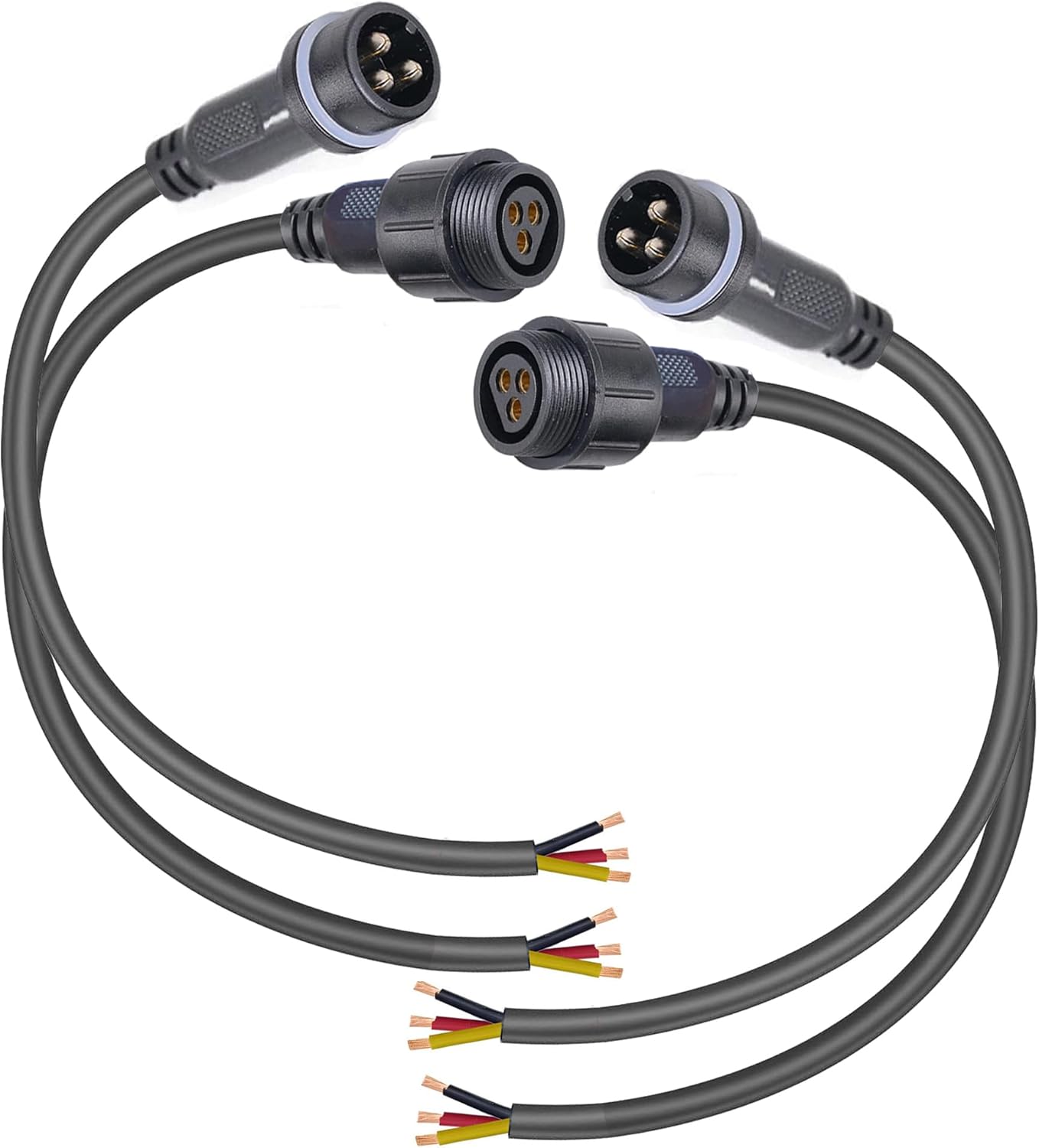 YETOR Waterproof Connectors 3 Wire,12AWG Male Female Plug LED Connector ...