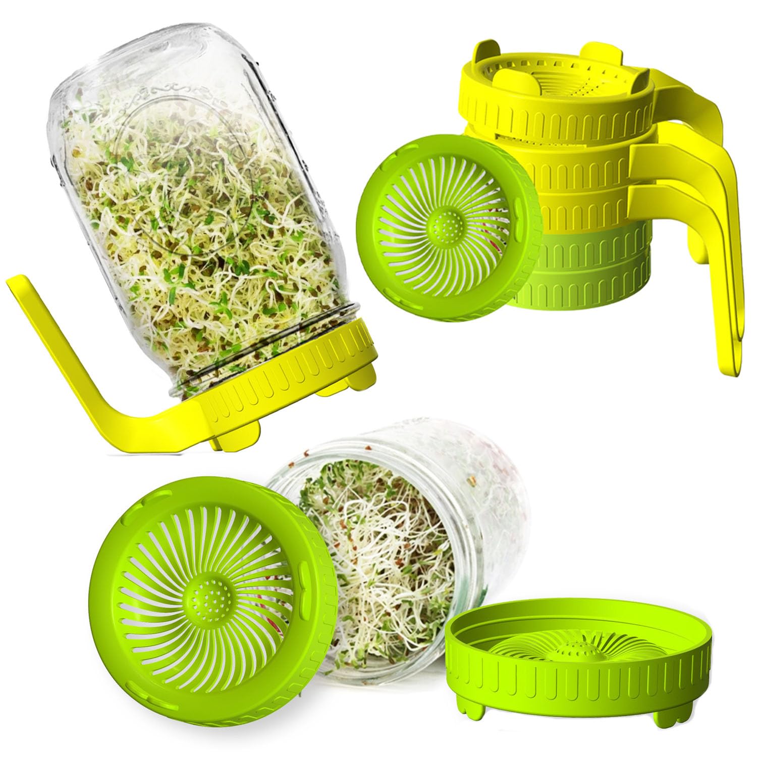 Amazon.com: Axim Sprouting Jar Lids,Sprouts Growing Kit for Wide Mouth ...