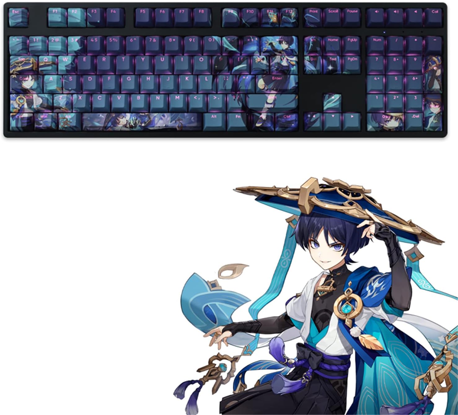 Amazon.co.jp: FANGKAI Genshin Wanderer Anime Keycap, Transparent RGB ...