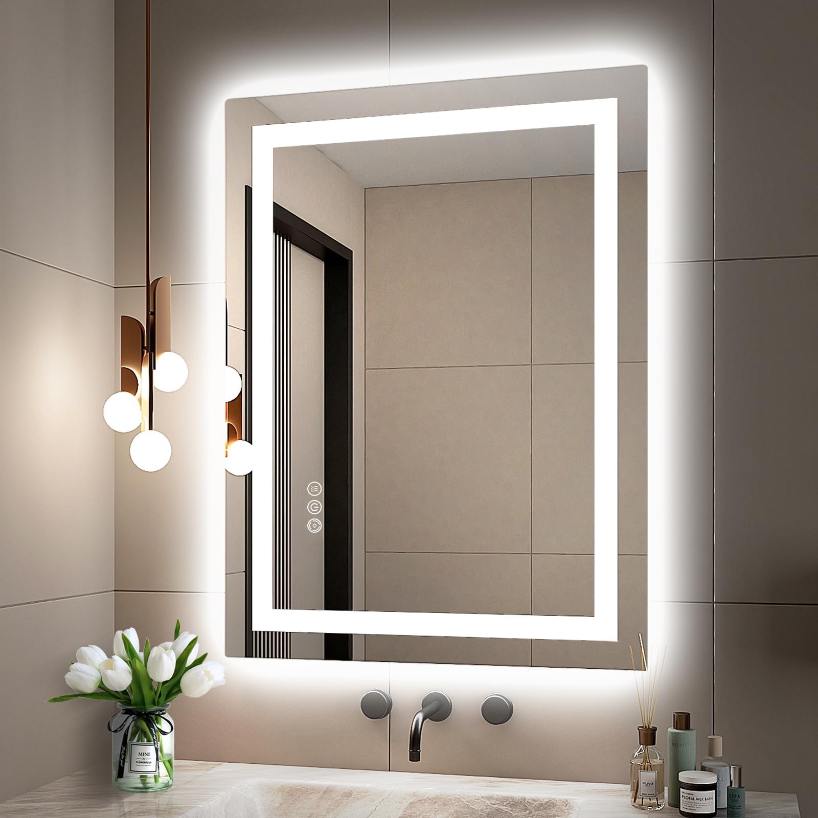 Amazon.com: Twalsu 24x32 Inch LED Bathroom Mirror with Lights, Gold ...