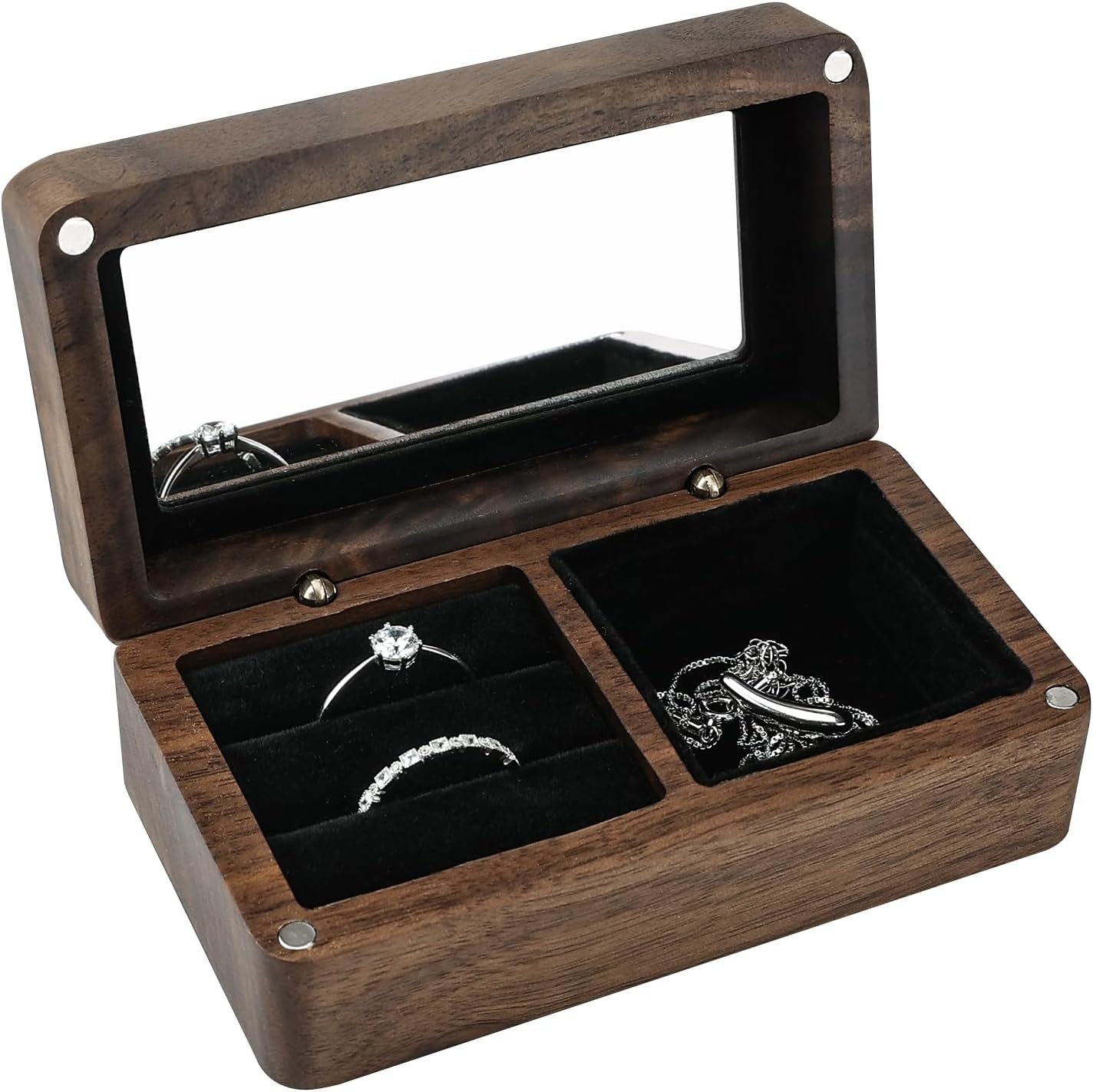 Amazon.com: Adius Small Wooden Jewelry Box for Women,Mini Jewellery Box ...