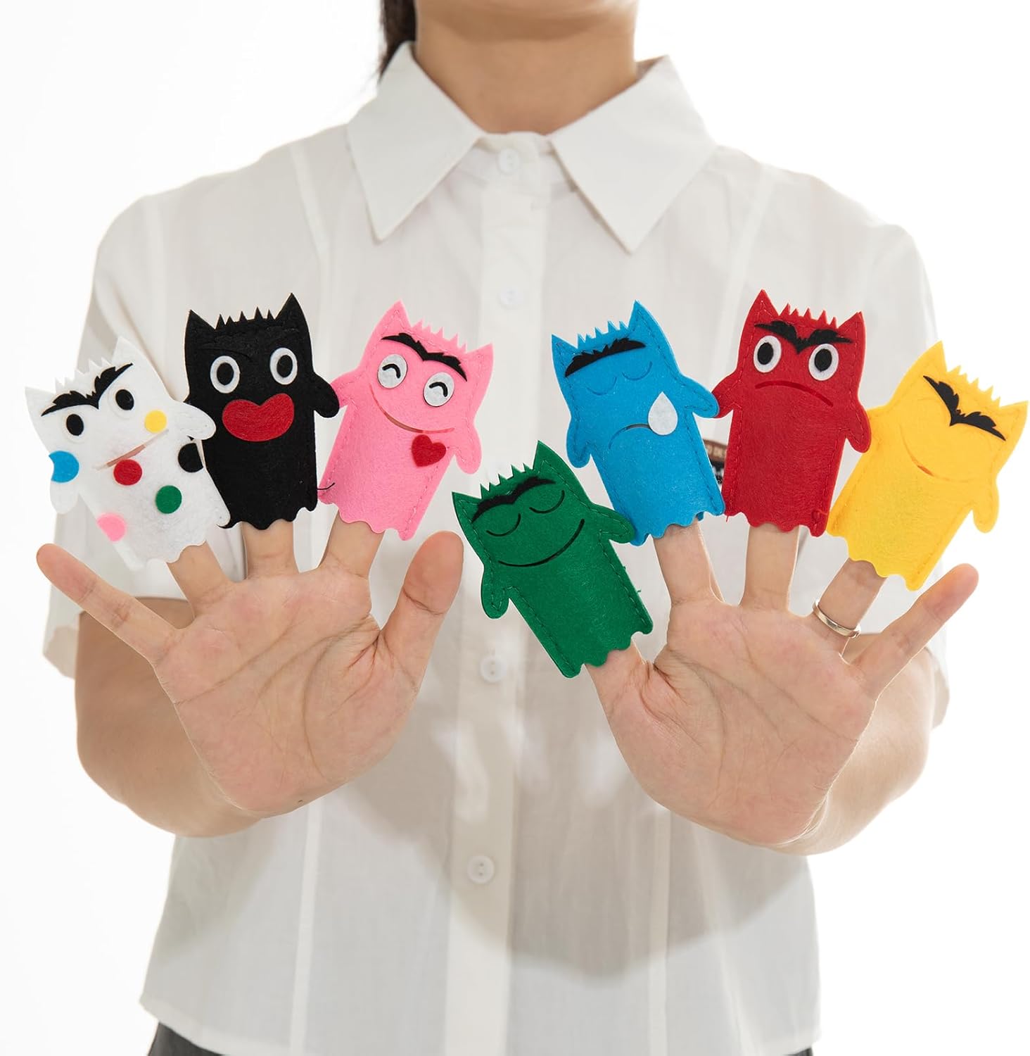Amazon.com: Felt Color Emotions Monster Finger Puppets – 7PCS Feeling ...