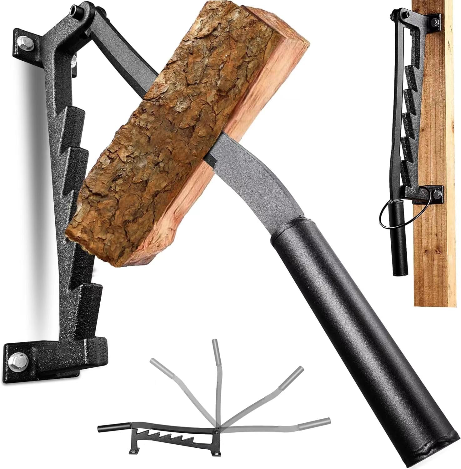 TOPWAY Manual Wood Log Splitter Wall Mounted Portable Firewood Splitter ...