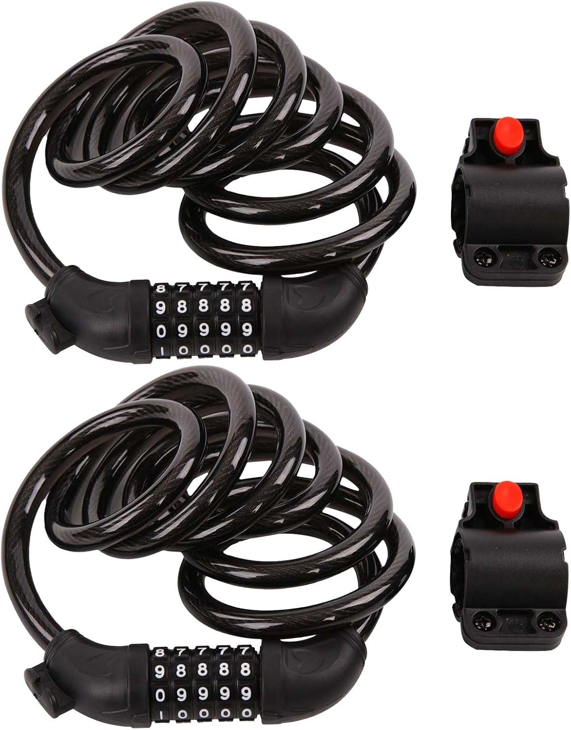 Amazon.com: SEPOX® 2Pcs Pack 6FT Extra Long Cable Combination Bike Locks, 5 Digits Retractable ...