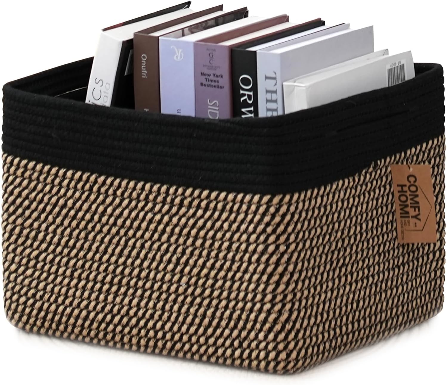 Amazon.com: COMFY-HOMI Cotton Rope Square Basket With Handles for ...