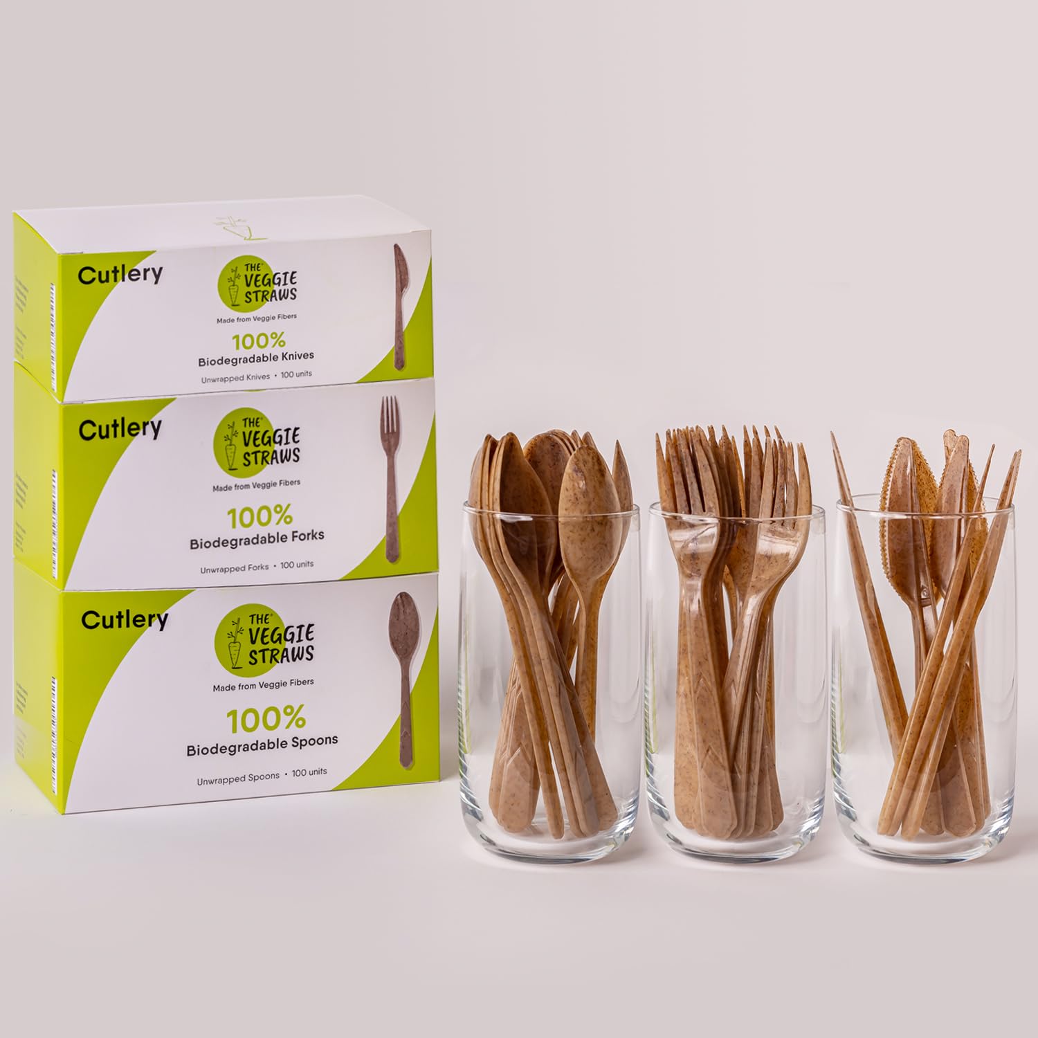 Amazon.com: 100% Biodegradable Cutlery Made of Vegetable Fibers, 300 ...