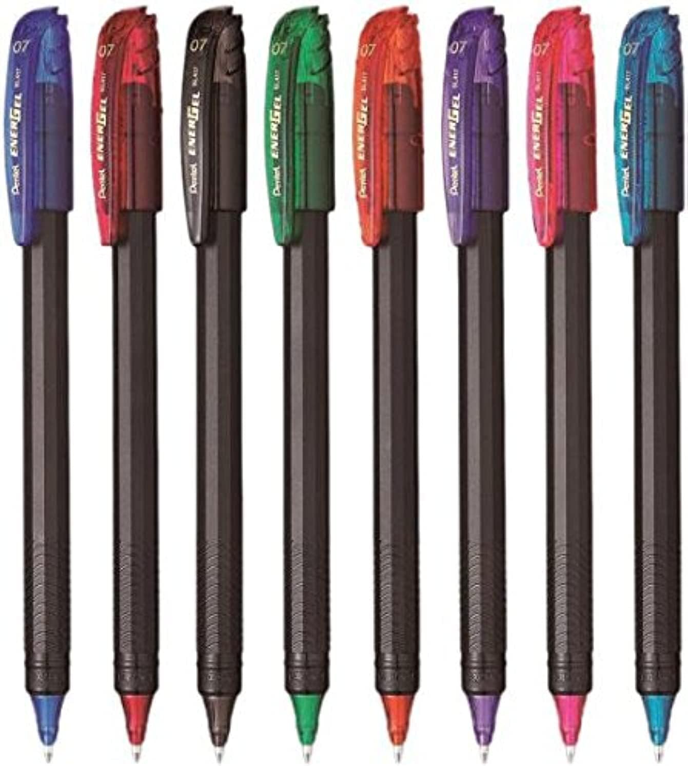 Pentel Energel Roller Gel Pen 0.7mm Metal Tip, 8 Assorted Colors, (Pack ...