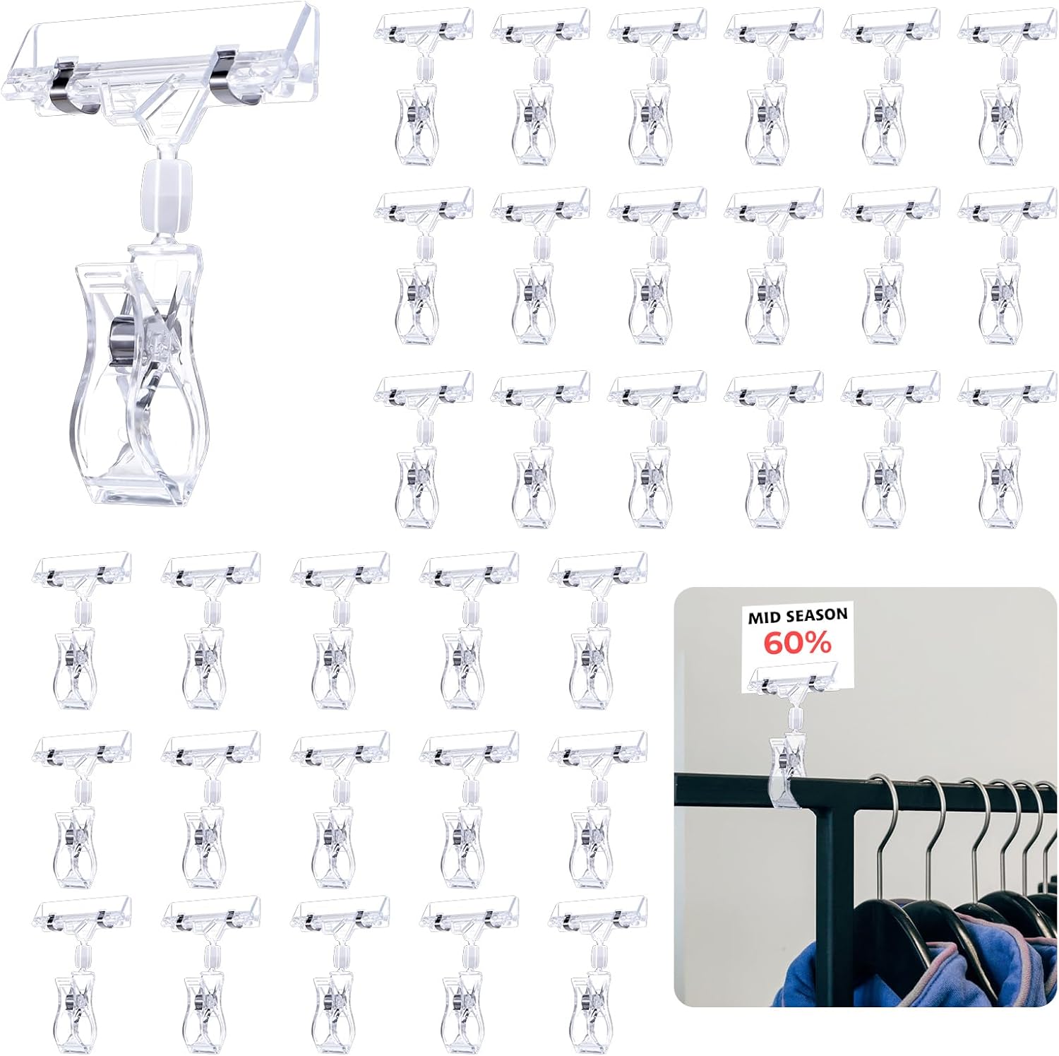 Amazon.com: 50 PCS Clear Sign Clips for Display, Sign Holder Clips for ...