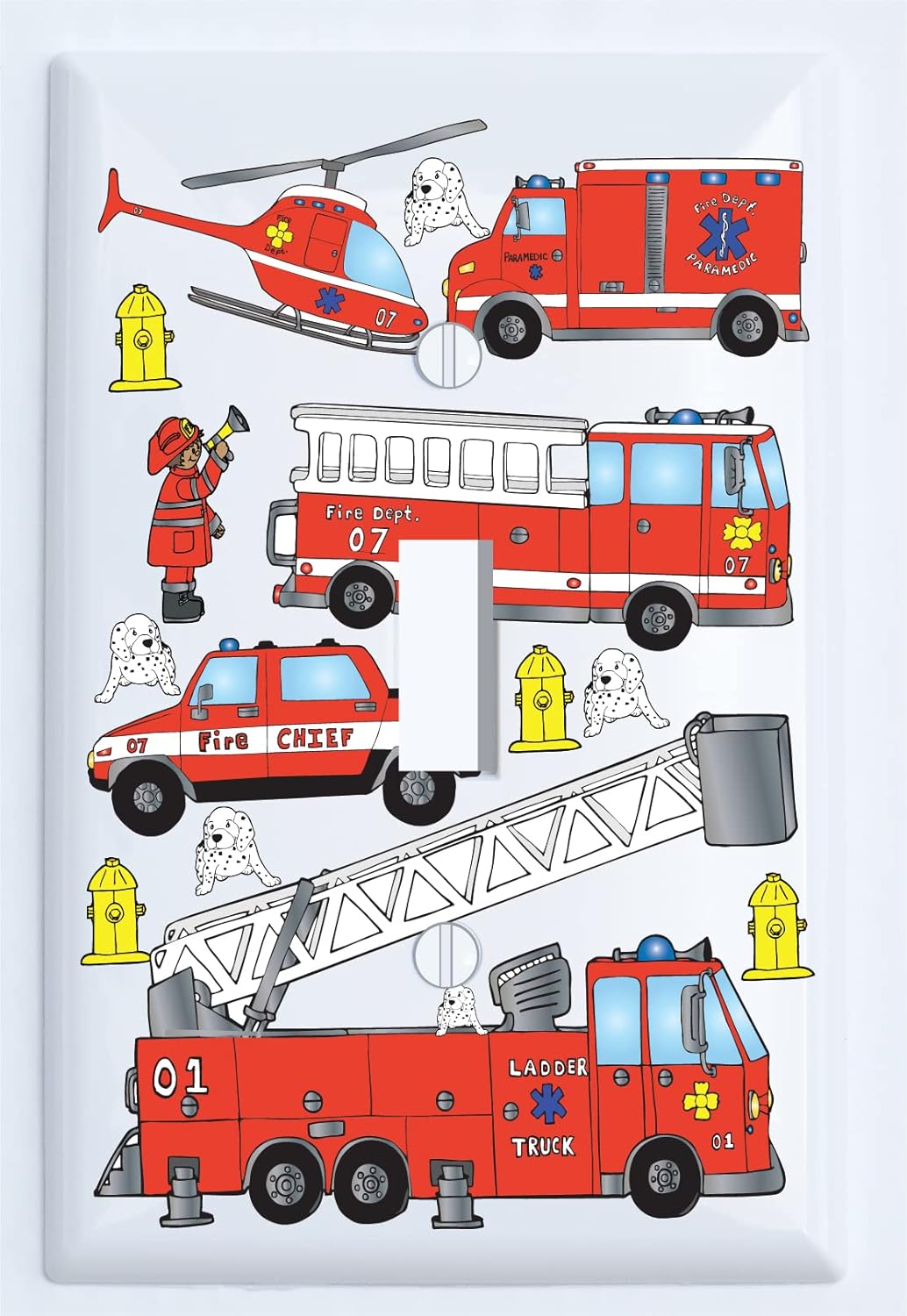 Fire Trucks Light Switch Plate Cover Single Toggle/Fire Engines ...