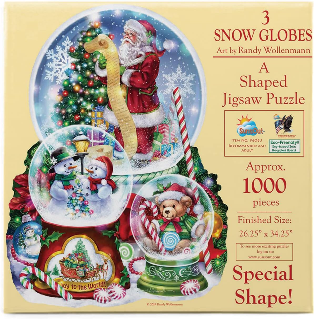 Amazon.com: SUNSOUT INC - 3 Snow Globes - 1000 pc Special Shape Jigsaw ...