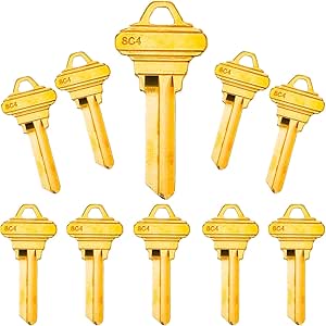 Brass Finish Uncut Key Blanks, SC4 (6SH1) Blank Keys, SC4 Key Blanks 6 ...