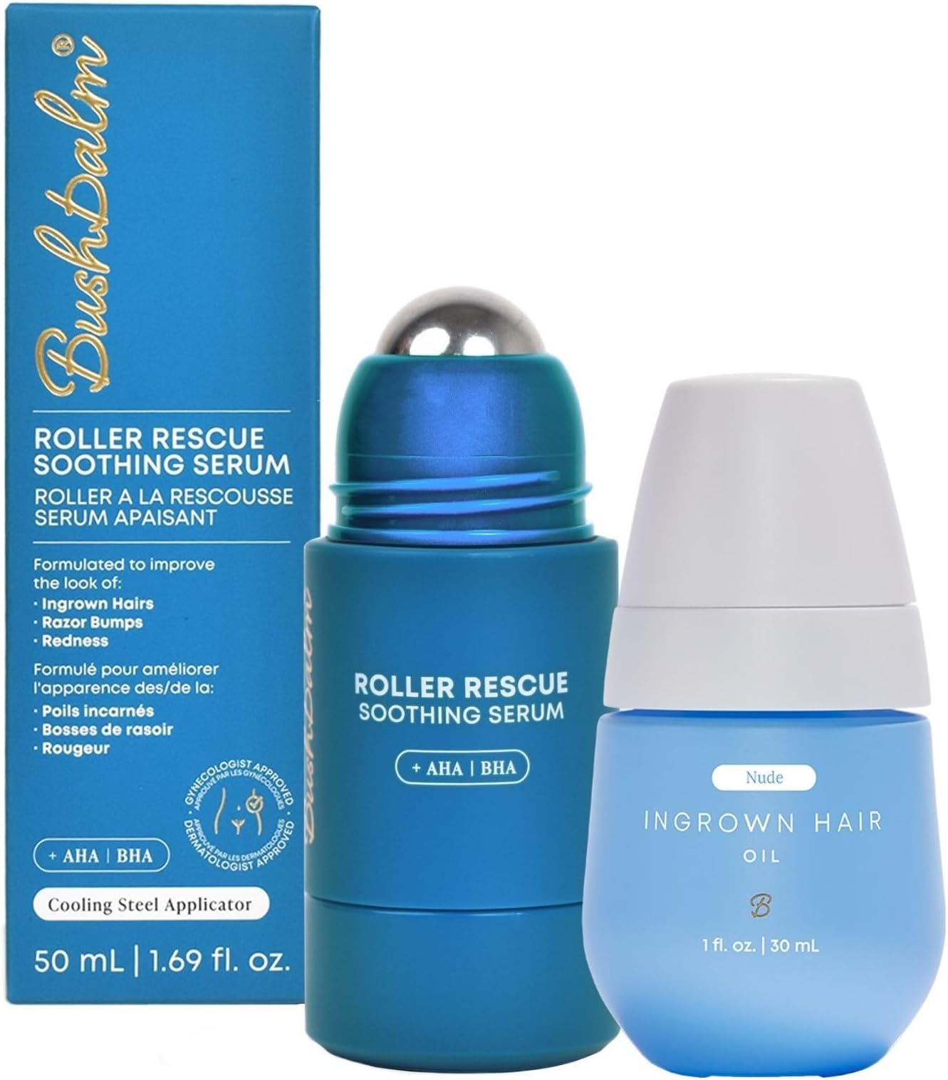 Amazon.com : Bushbalm Ingrown Hair Roller Rescue And Nude Oil Bundle ...