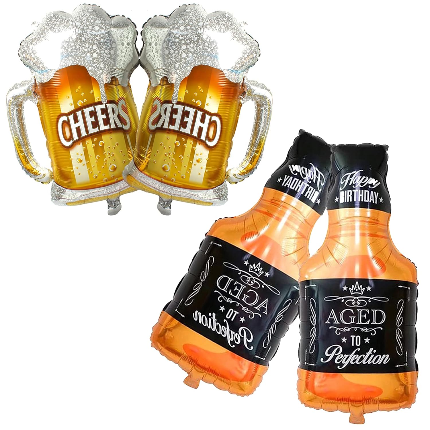 BIEUFBJI Whiskey Bottle Beer Cup Balloons Set of 4 Whiskey Bottle Beer ...