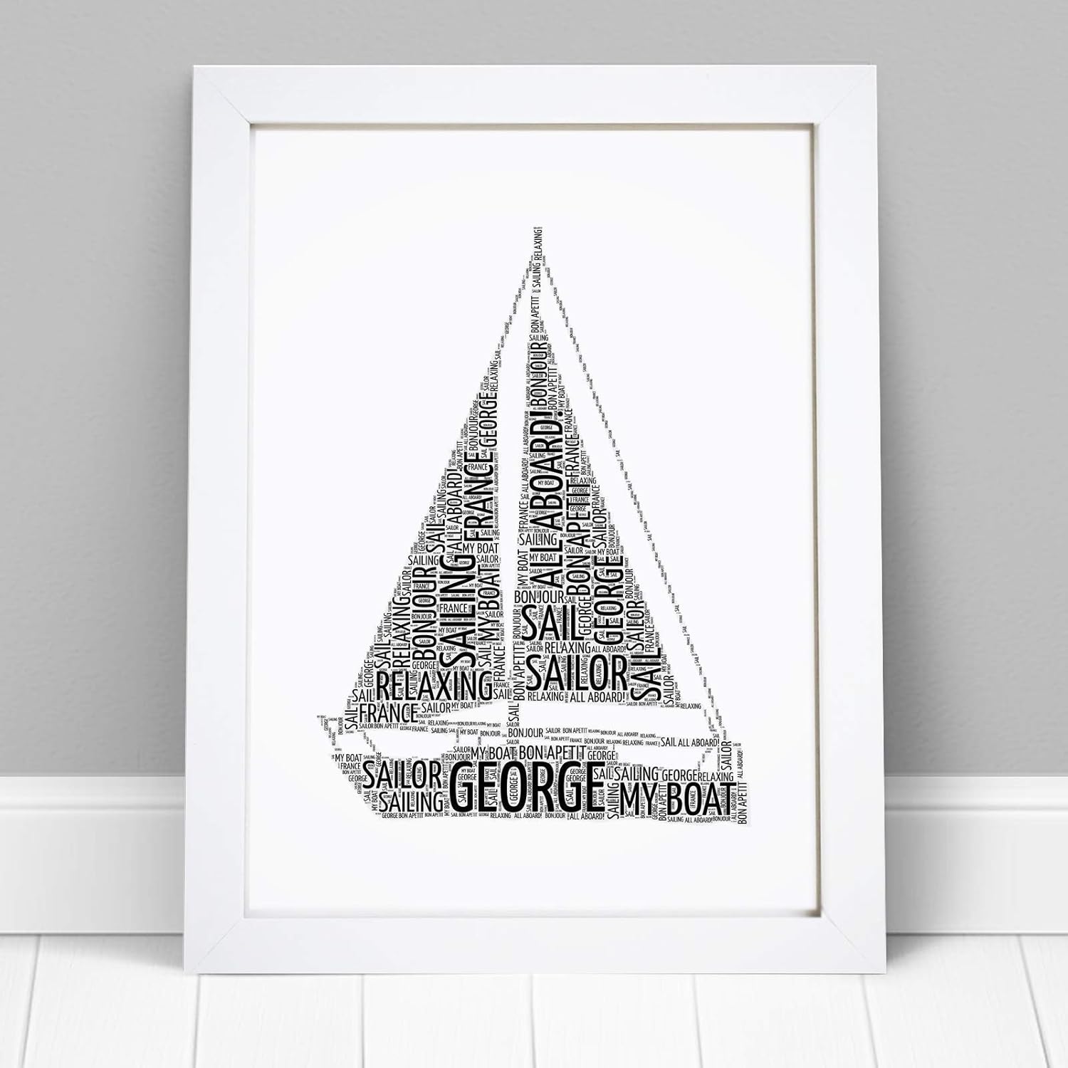 Personalised Sail Boat Word Art Print - A5, A4 Prints & Framed - Sailor ...