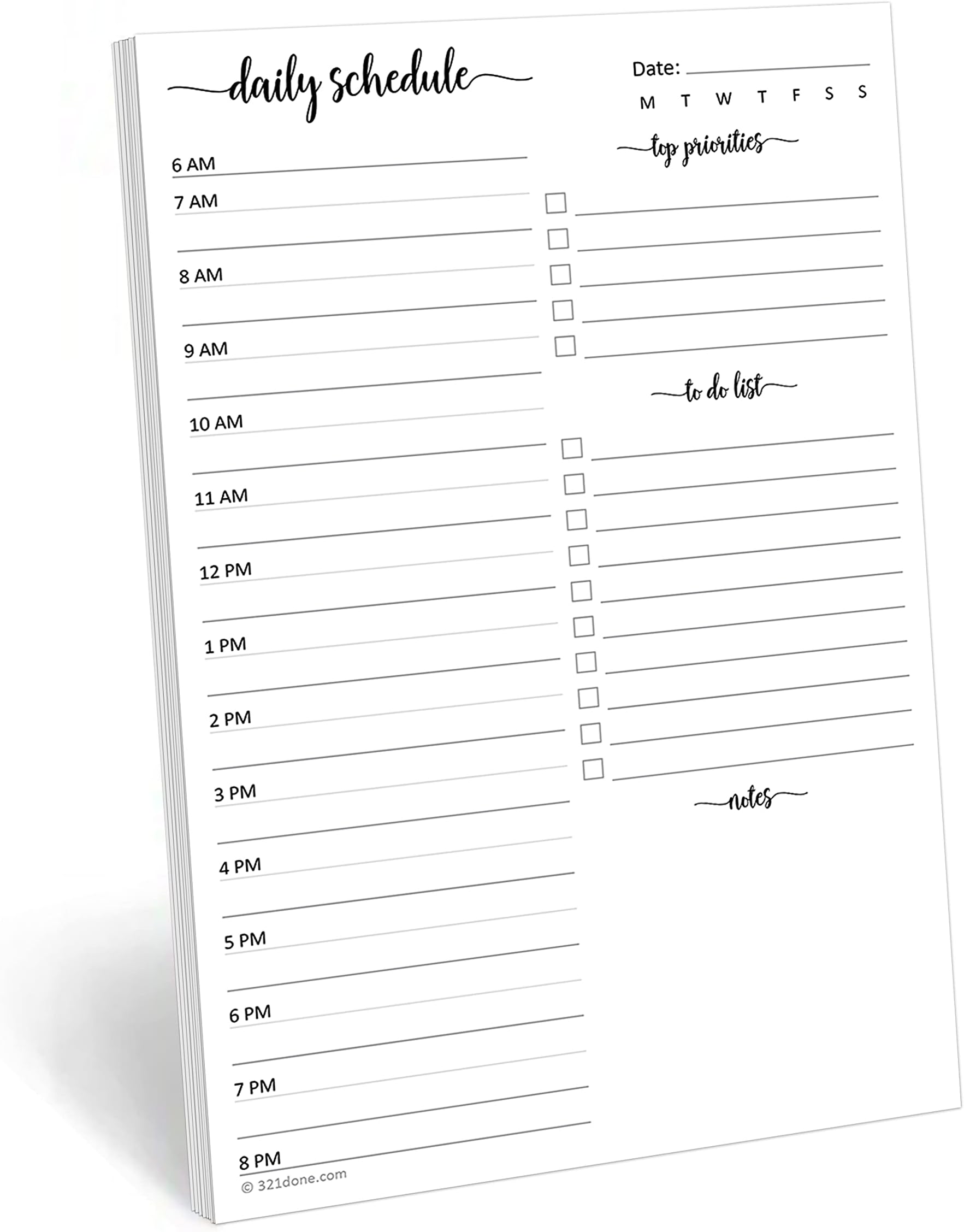 Amazon.com : 321Done Daily Schedule Planning Notepad - 50 Sheets (8 ...