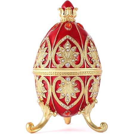 QIFU Faberge Egg Series Hand Painted Jewelry Trinket Box with Rich ...