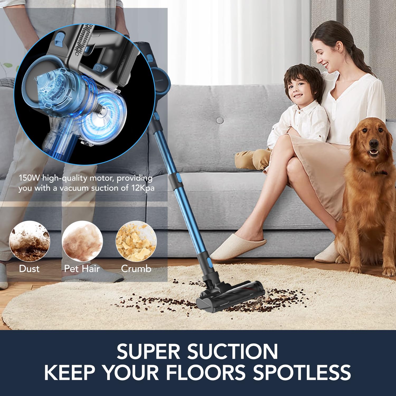 Cordless Vacuum Cleaner, Display Touchscreen, Stick Vacuum Cordless ...