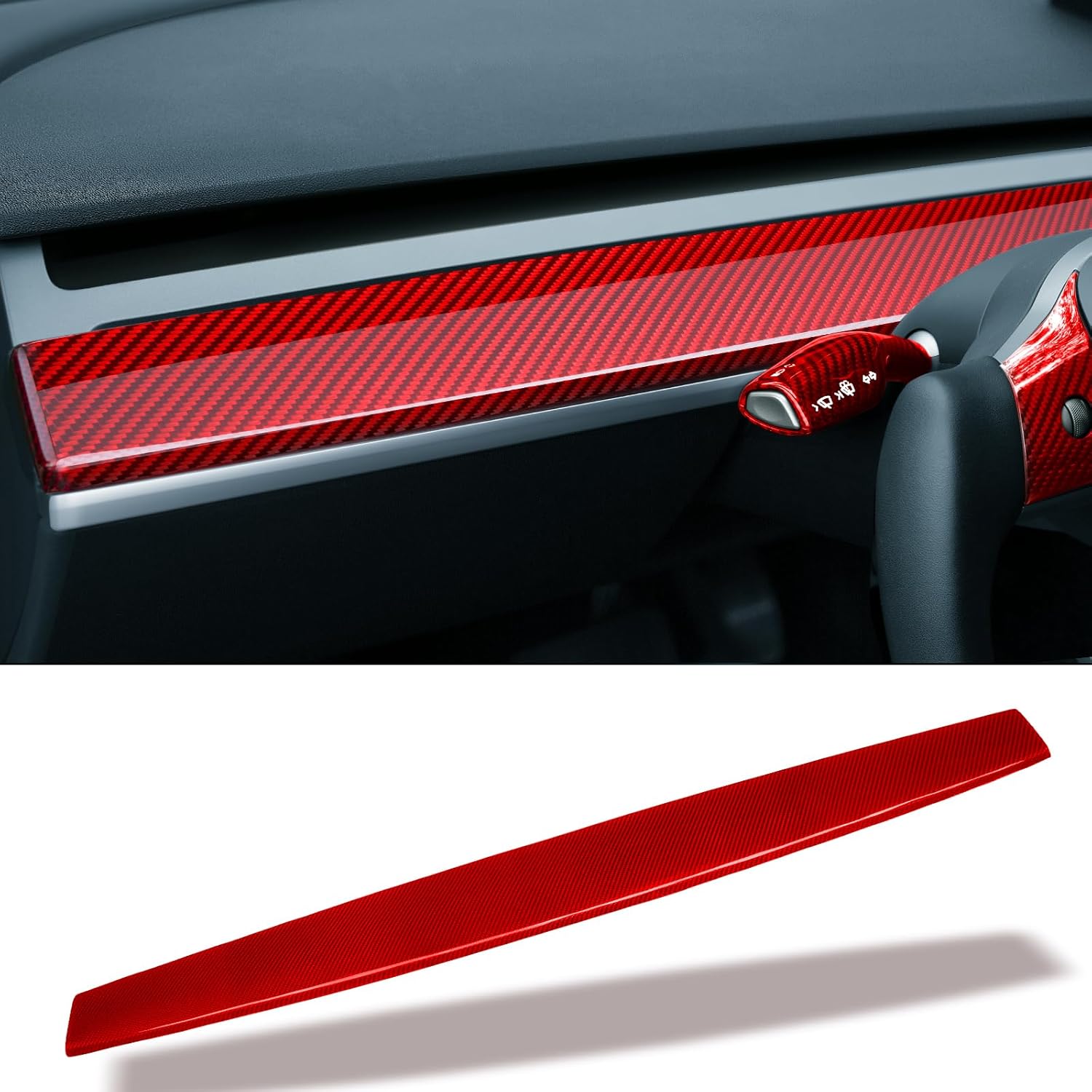 Amazon.com: T-carbon for Tesla Model 3&Y Dashboard Cover Wrap,3K Glossy ...