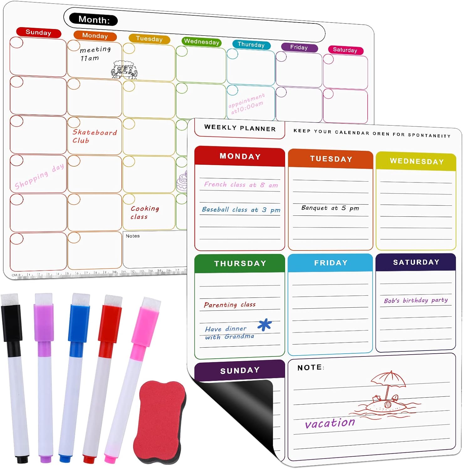 SUVSOON Refrigerator Magnetic Month + Week Planner Whiteboard, Dry ...