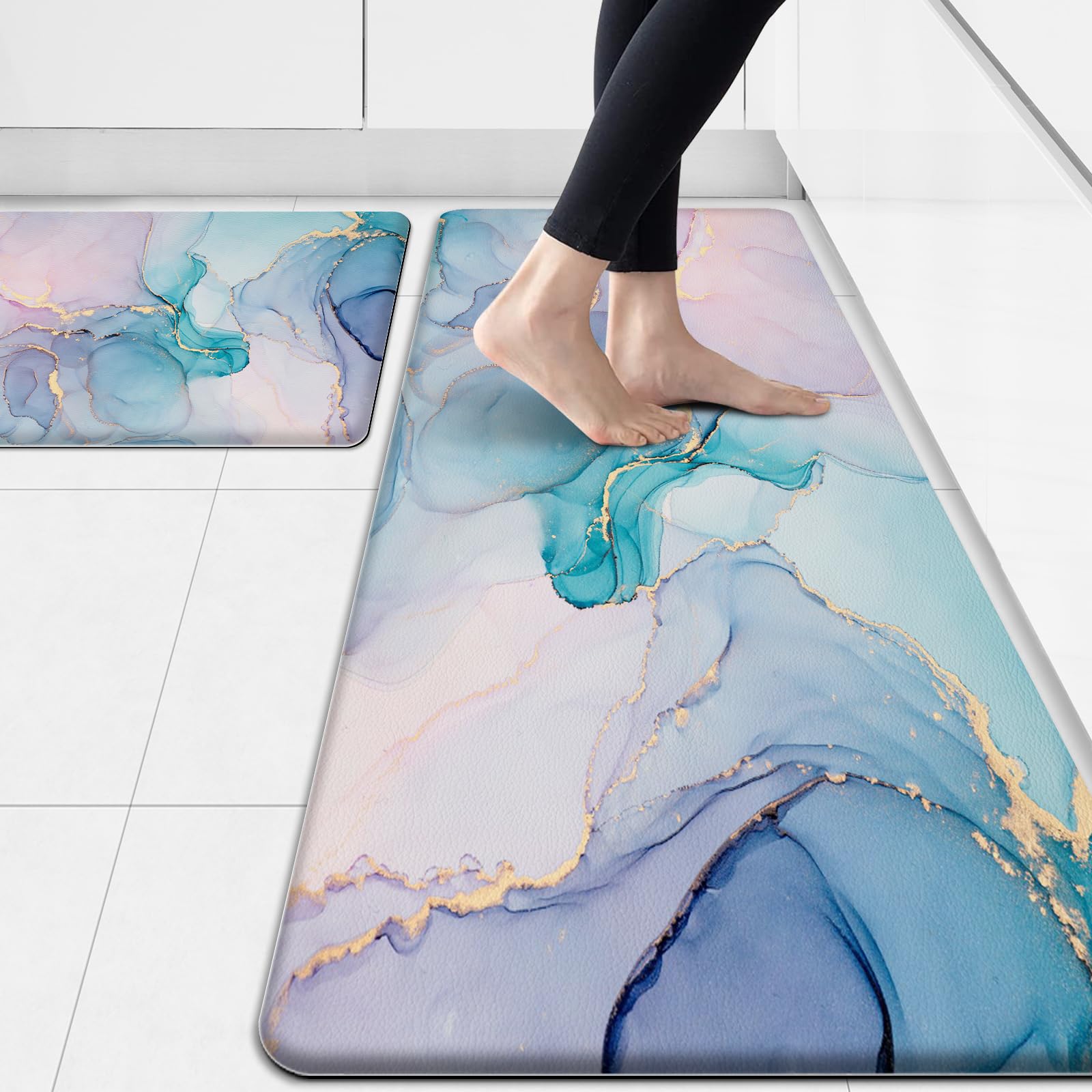 GulongYa Kitchen Mats for Floor 2 Piece Anti Fatigue Mats Kitchen Floor ...