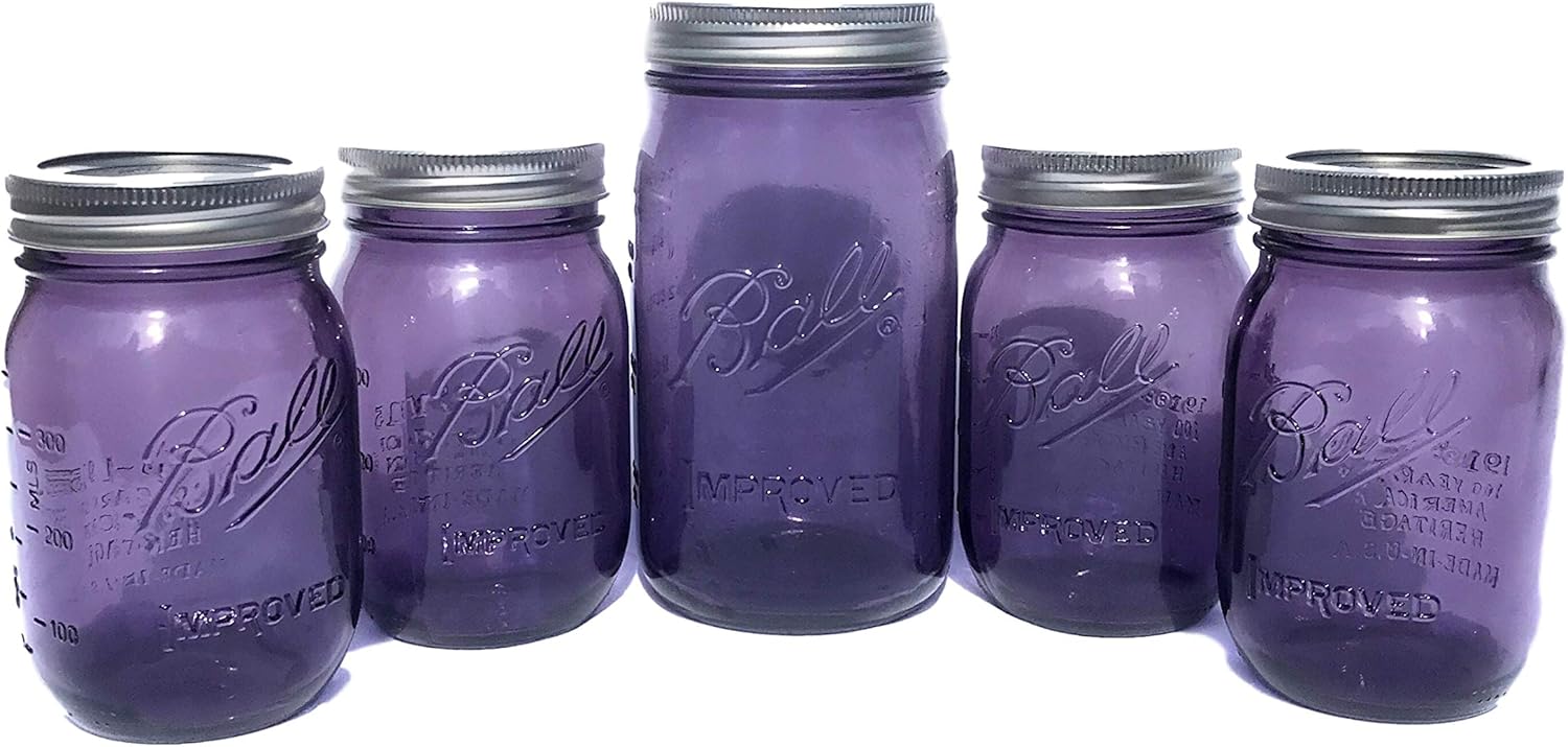 Amazon.com: Ball Purple Mason Jars, Heritage Collection, Set of 5, 1 ...