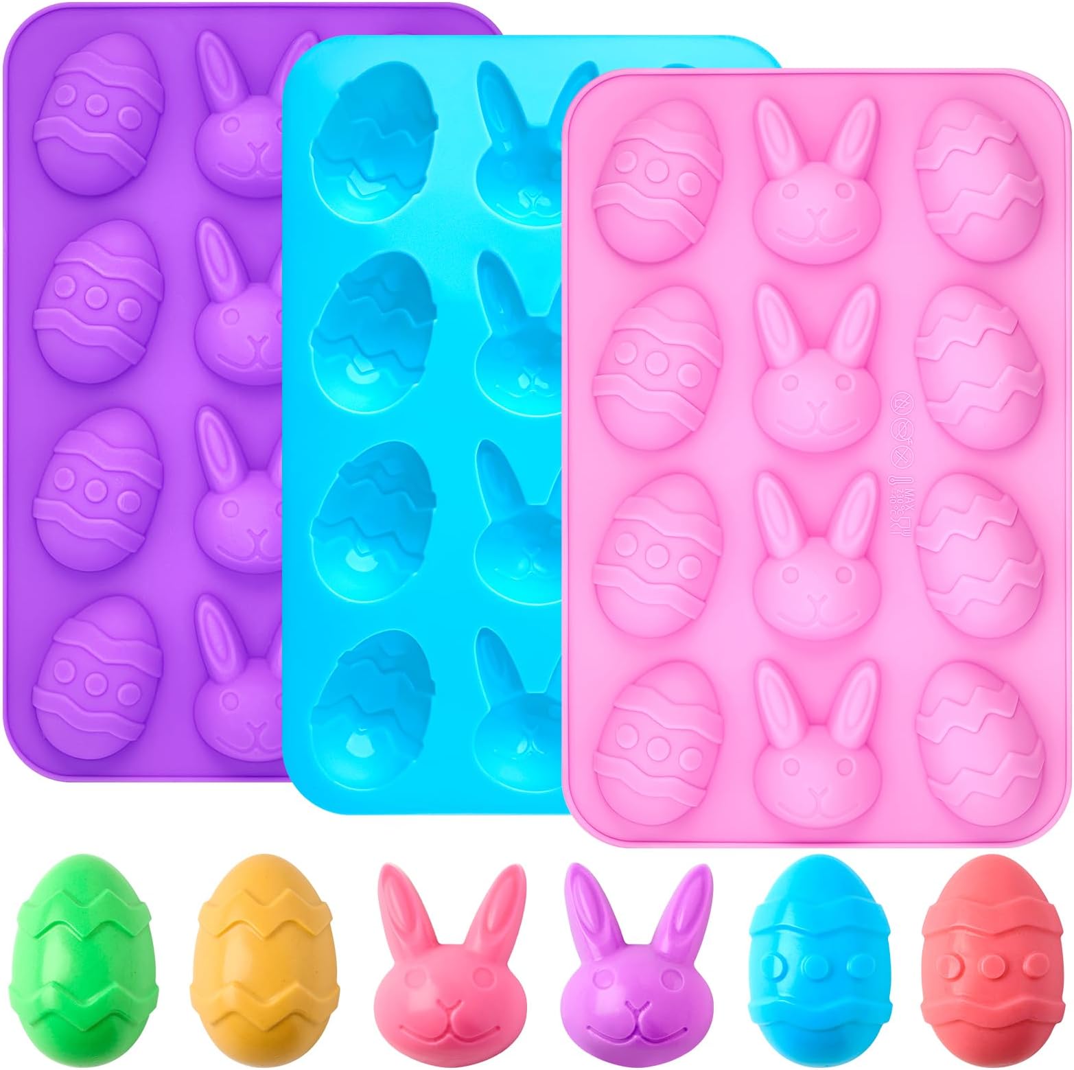 Amazon.com: Easter Egg Molds Silicone 4 Pack Egg Shaped Baking Pan 24 ...