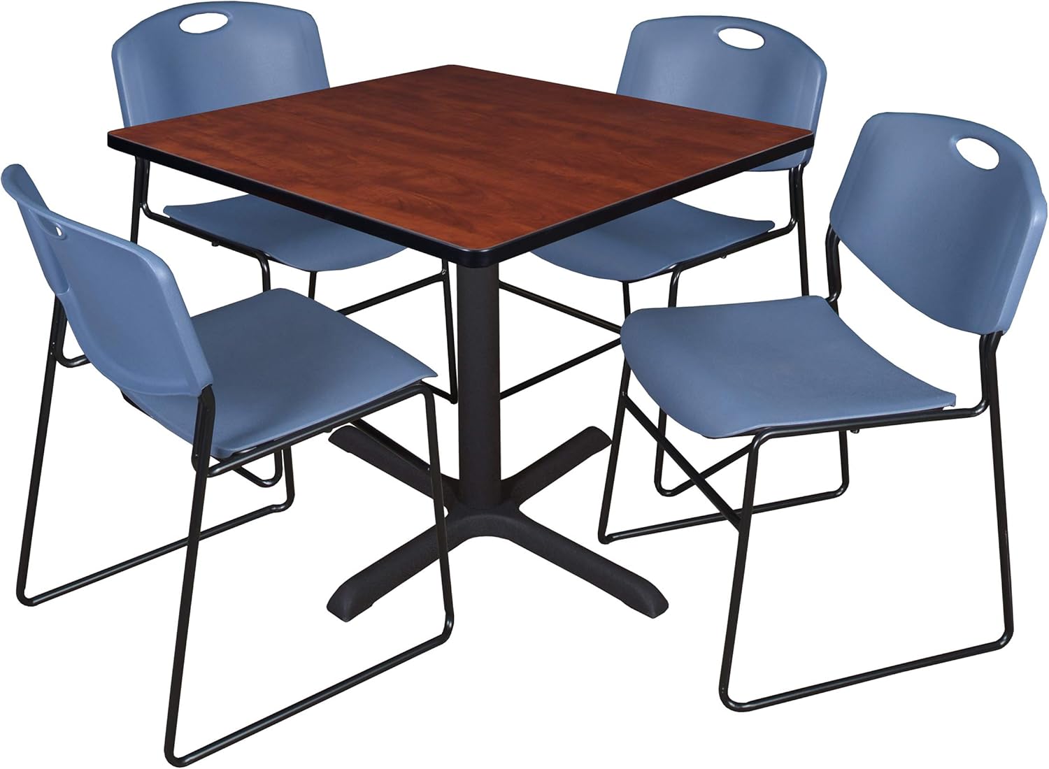 Amazon.com - Cain 36" Square Breakroom Table- Cherry & 4 Zeng Stack ...