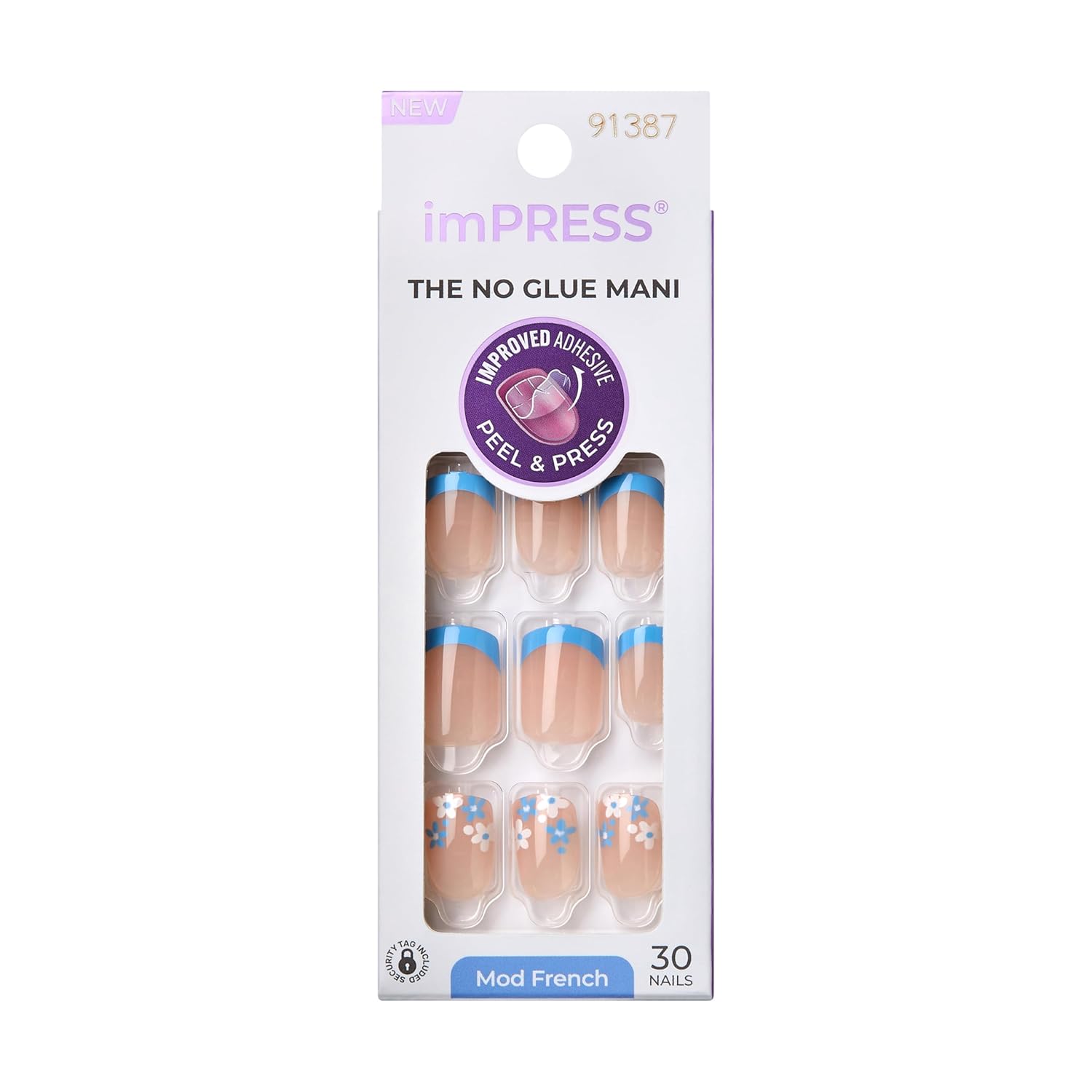 Amazon.com: KISS imPRESS No Glue Mani Press-On Nails, French, Snooze ...