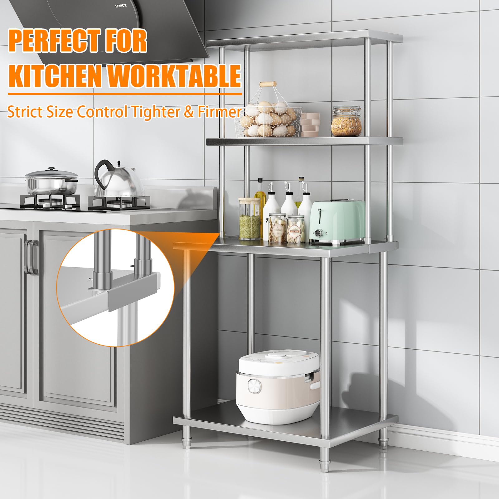 Snapklik.com : Stainless Steel Double Overshelf, Commercial 2-Tier ...