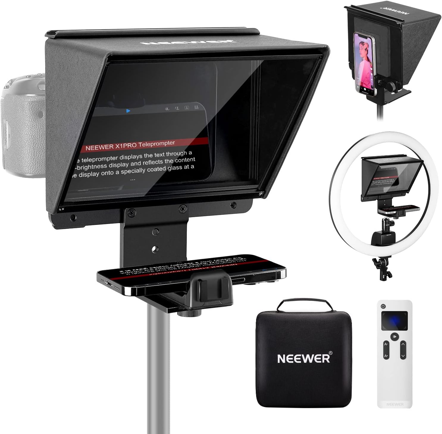 NEEWER Téléprompteur pour Caméra ou Smartphone, 9 Pouces Tout en métal ...