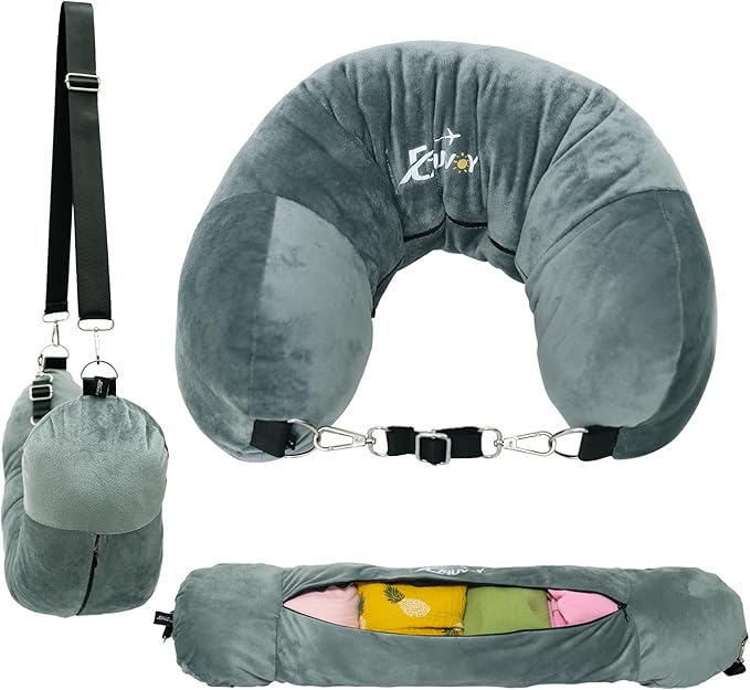 Amazon.com: EZ4UVOY Travel Neck Pillow Stuffable with Clothes ...