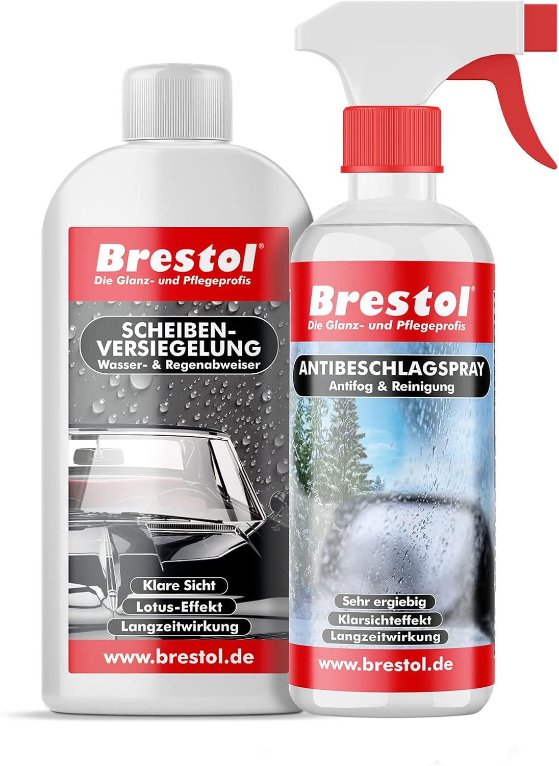 Brestol® Antibeschlagspray + Scheibenversiegelung Set1 (250 ml + 300 ml ...