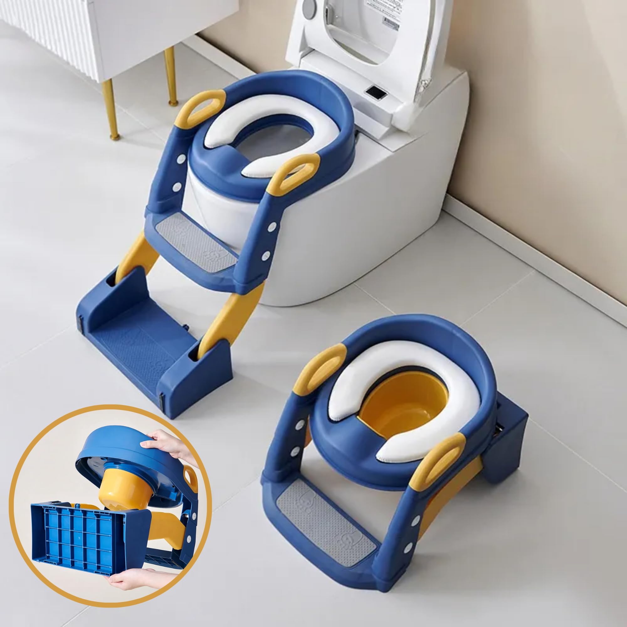 PandaEar Toilet Potty Training Seat with Step Stool Ladder, Comfortable ...