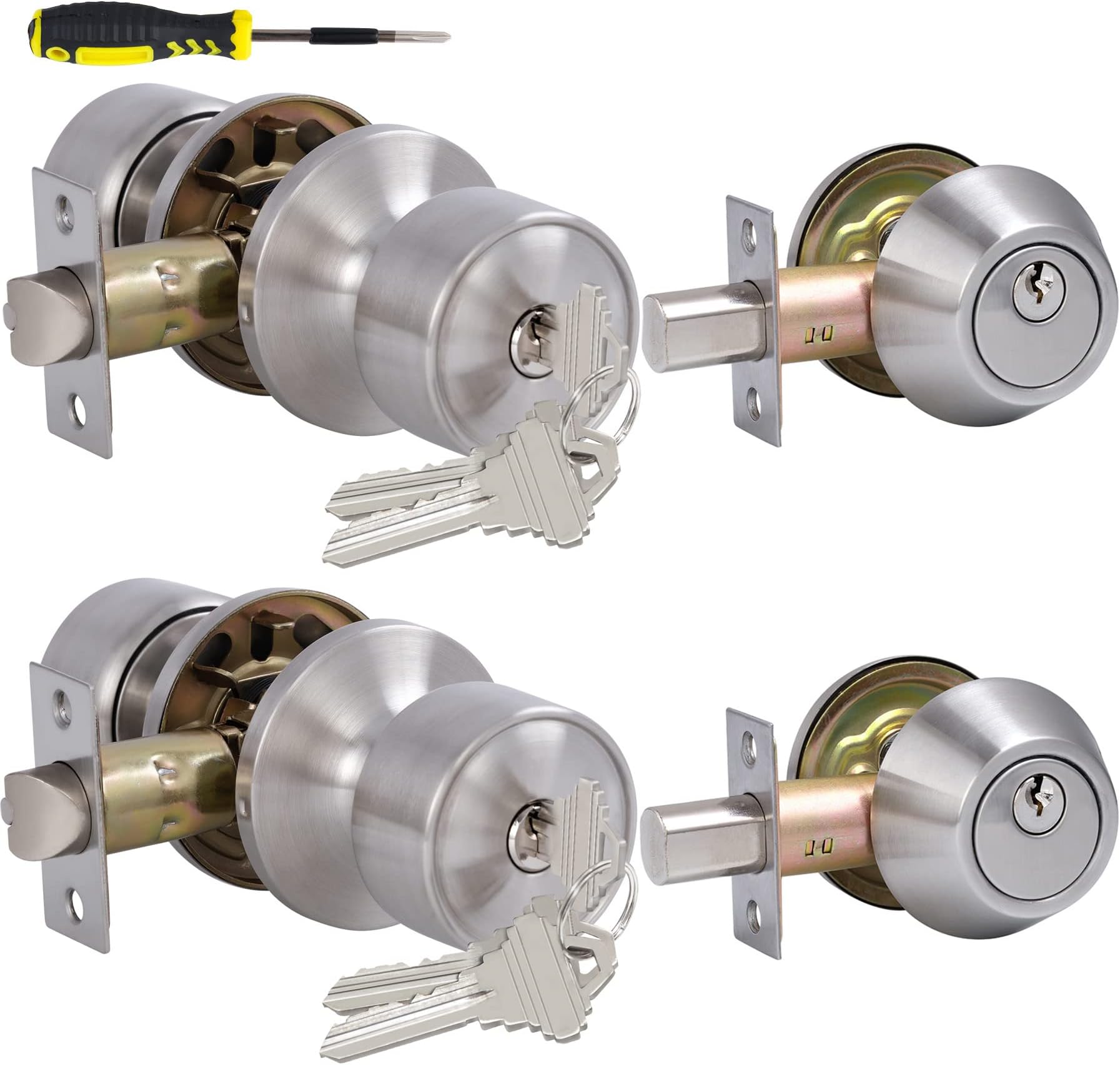 Mobile Home Entry Lockset. Door Lock & Deadbolt. Stainless Steel Keyed ...