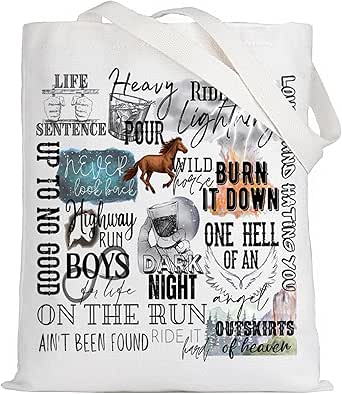 Amazon.com: LEVLO Country Music Album Canvas Tote Bag Country Singer ...