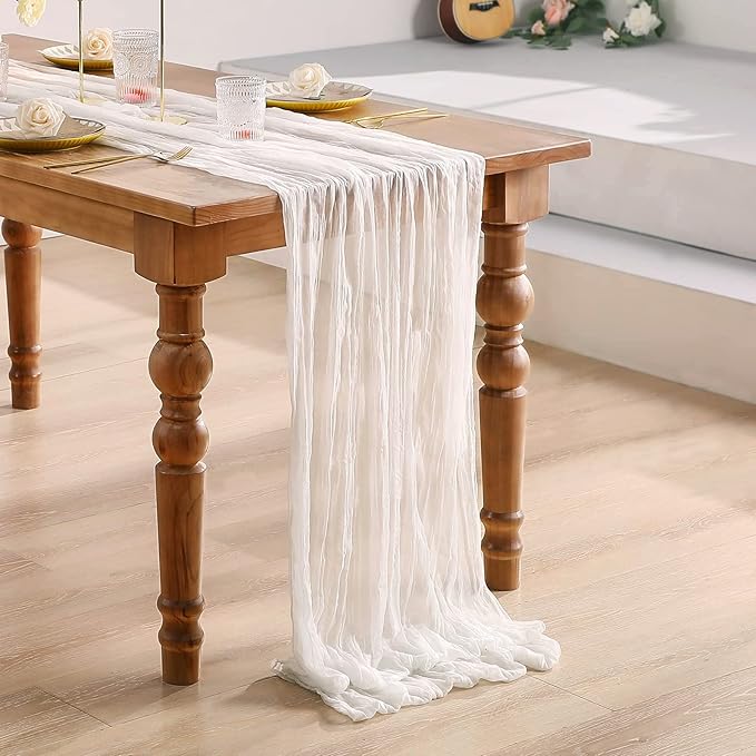 White Cheesecloth Table Runner 75x400cm Table Runner for Wedding Table ...