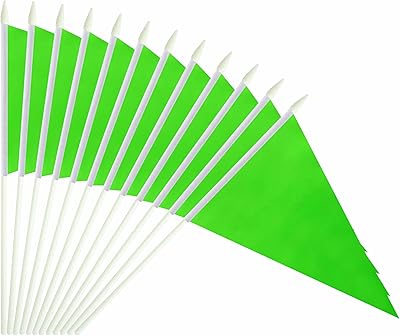 Amazon.com : 12 Pack Green Pennant Flags Small Mini Hand Held Solid ...