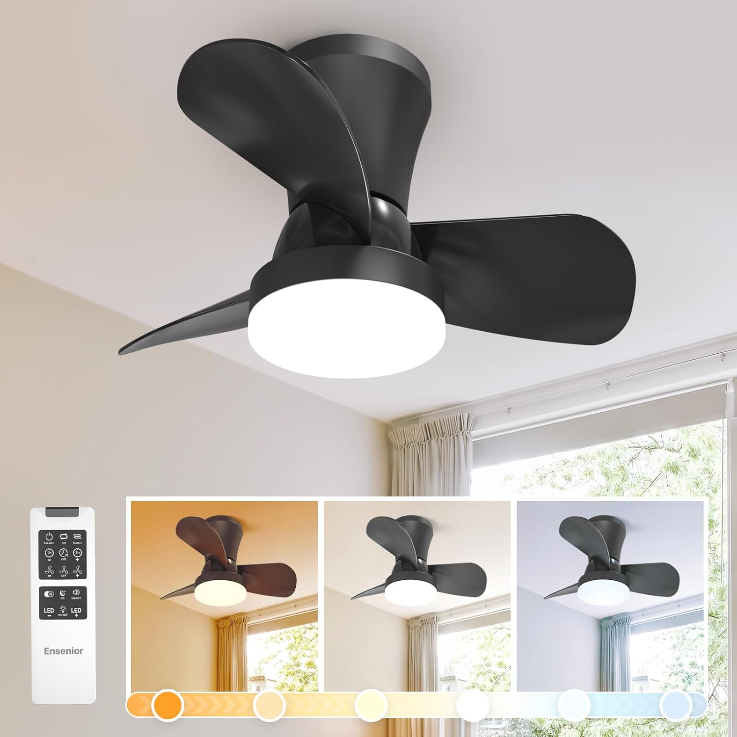 Amazon.com: Ensenior 22 Inch Flush Mount Ceiling Fan with Lights and ...