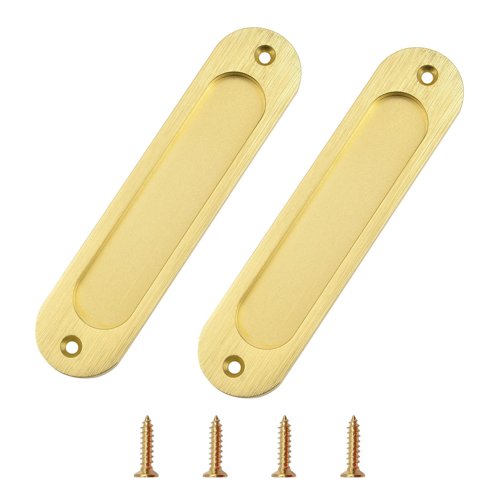 MOROBOR Oval Recessed Sliding Door Pulls, 2pcs Brushed Gold Flush Pull ...