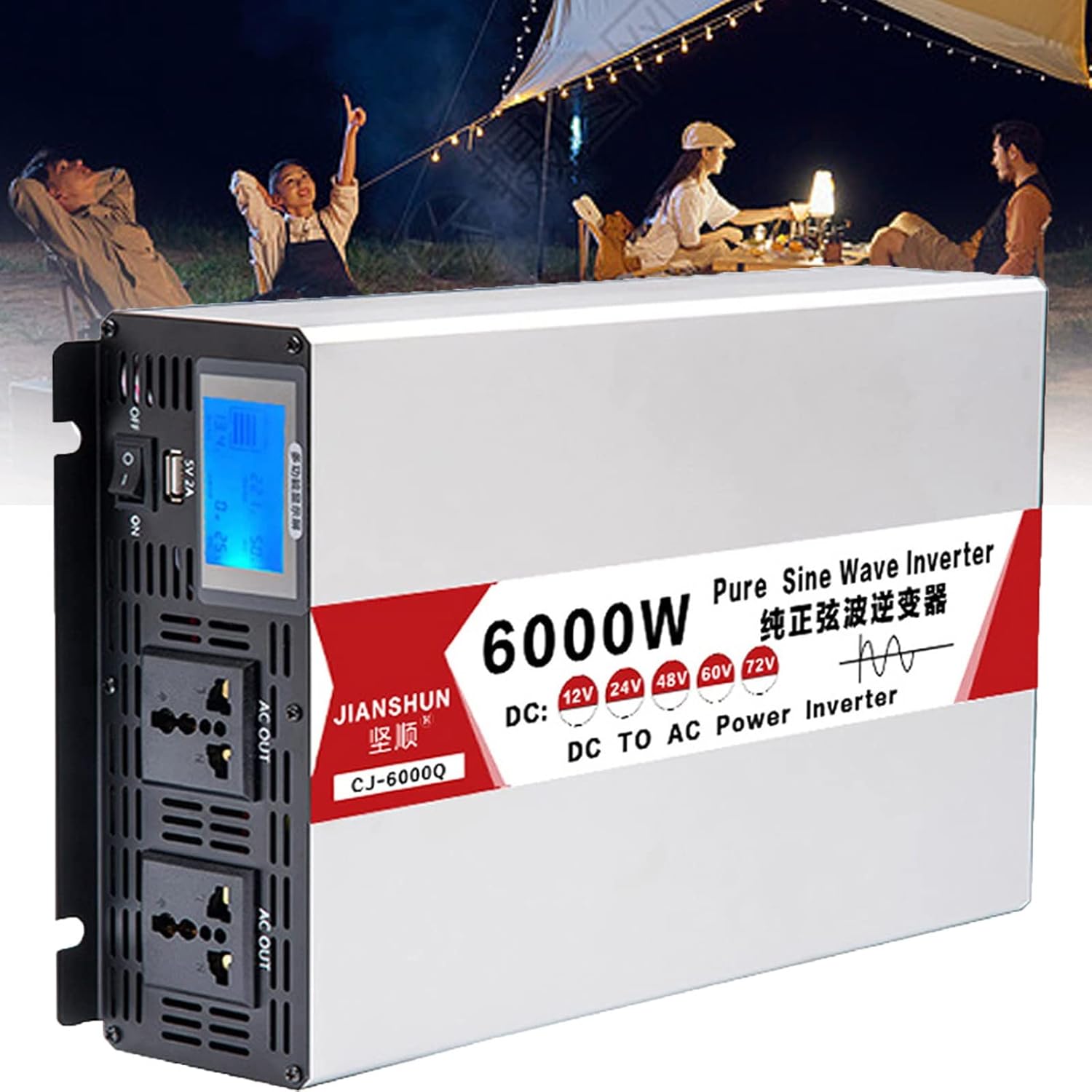 Amazon.com: Power Inverter 6000W 8000W Pure Sine Wave DC 12V to AC 230V ...