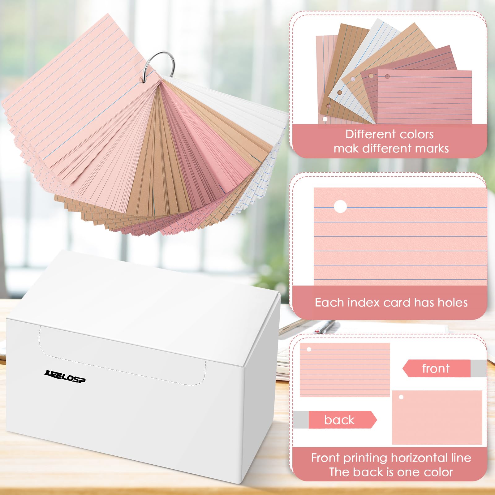 Snapklik.com : Epakh 300 Pieces Lined Index Cards 180 GSM Thick Flash Cards