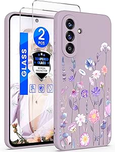 Amazon.com: Yucenx for Samsung Galaxy A36 5G Case with 2X Screen Protector, Girls Women Florals ...