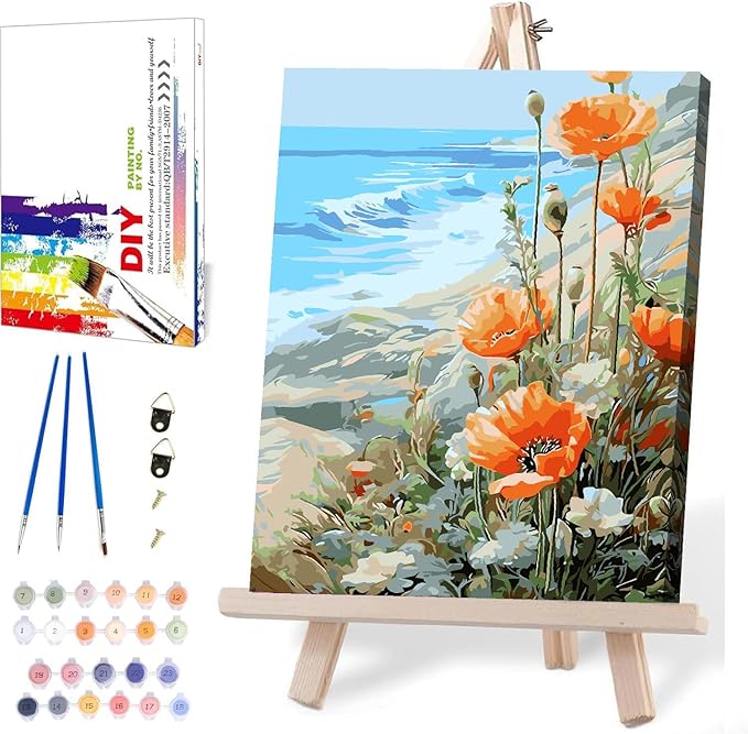 Amazon.com: Paint by Numbers for Adults Beginner Flowers,Paint Number ...
