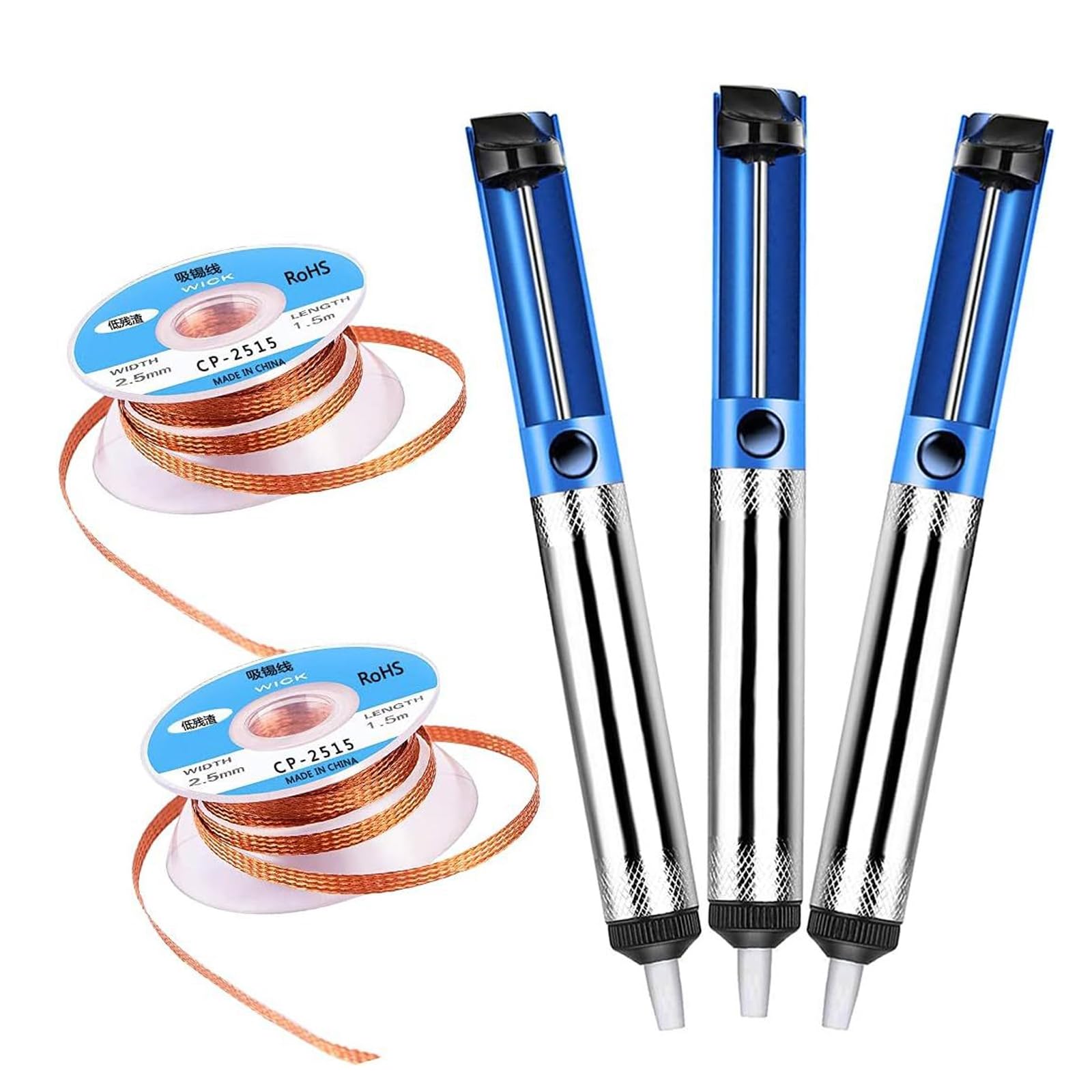 Solder Sucker Set, Desoldering Vacuum Pump with Solder Braid, Perfect ...