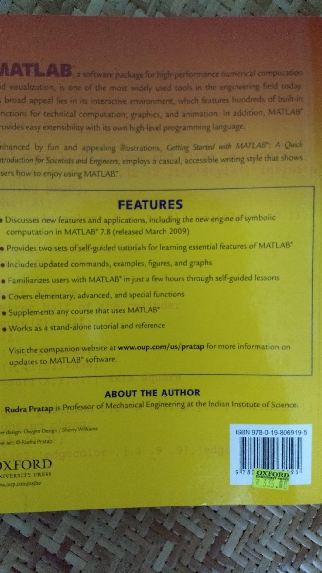 Getting Started With Matlab A Quick Introduction For Scientists And Engineers Rudra Pratap